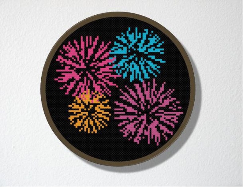 Counted Cross Stitch Pattern PDF. Instant Download. Fireworks. - Etsy
