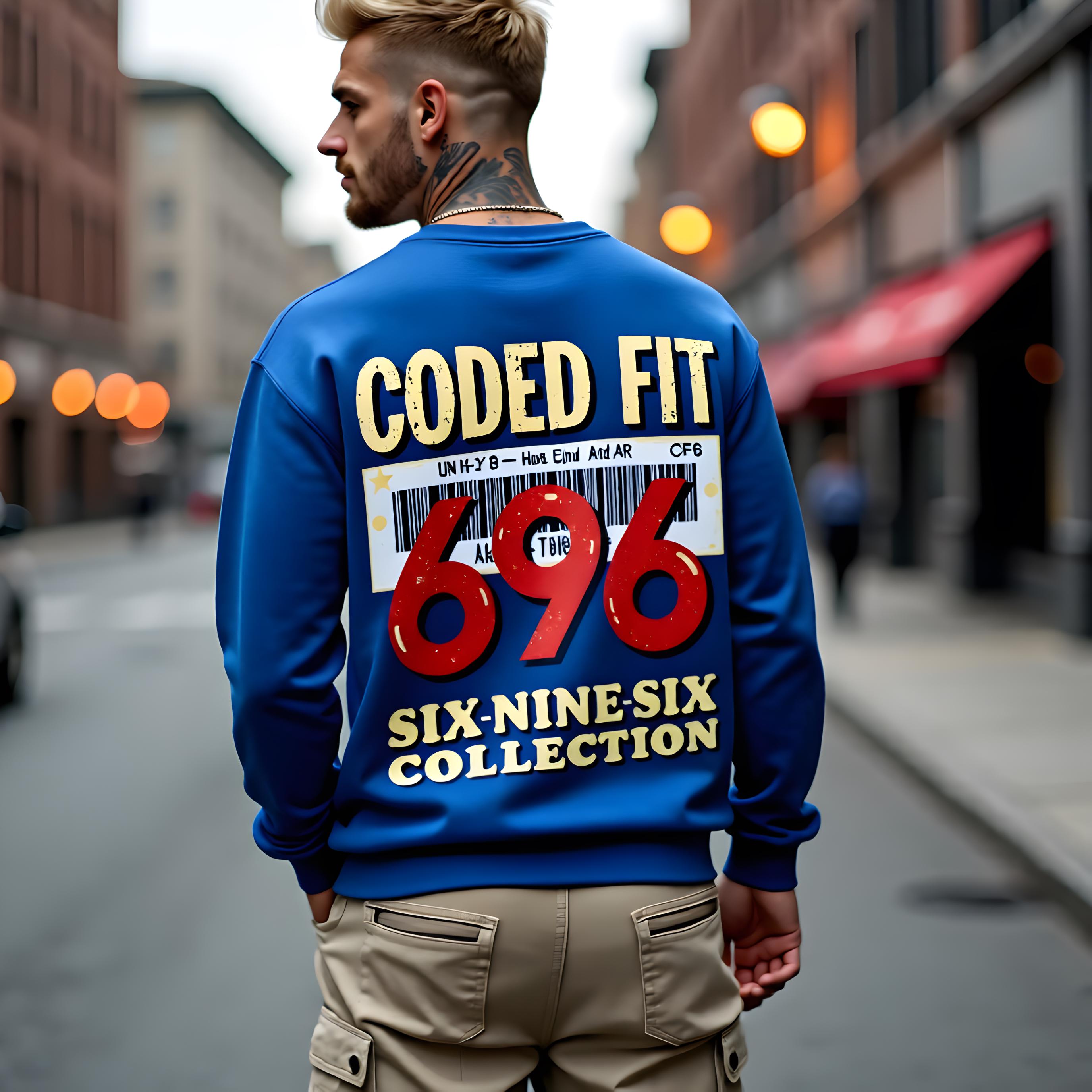 Barcode Graphic Sweatshirt, Y2K Cyberpunk Streetwear, 696 Collection ...