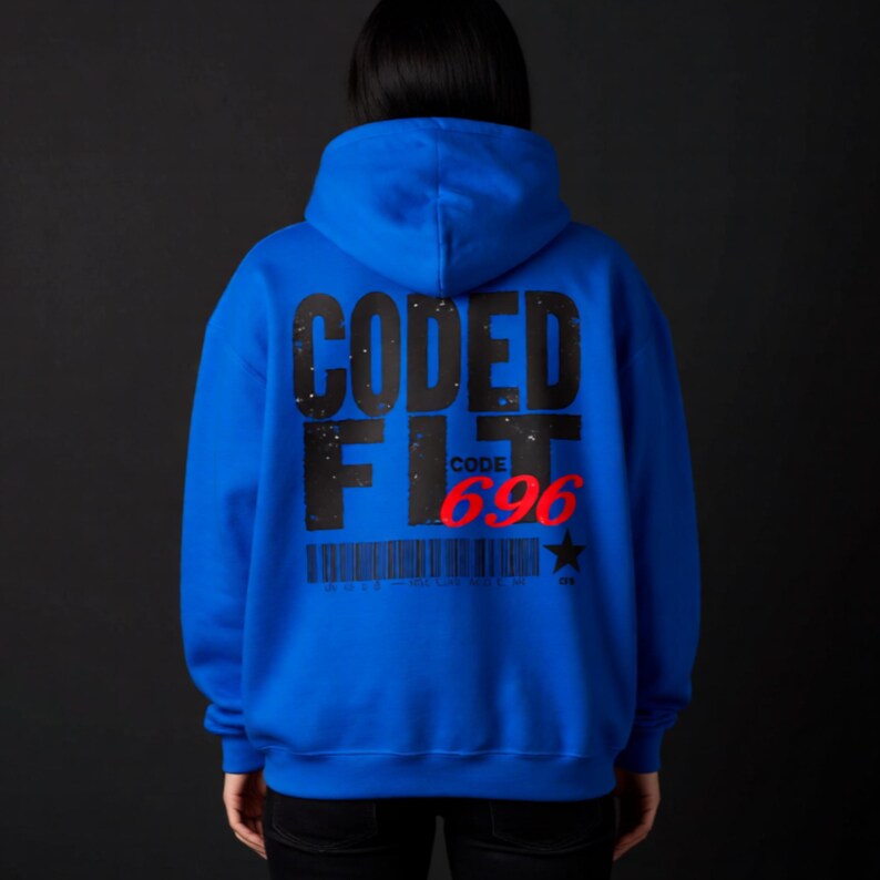 Distressed Barcode Graphic Hoodie, Cyberpunk Streetwear, Urban ...