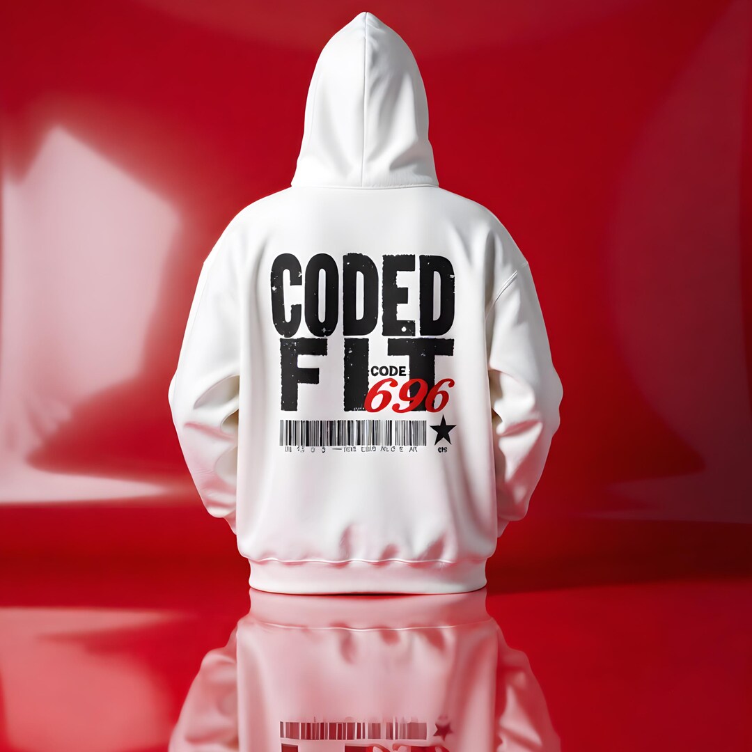 Distressed Barcode Graphic Hoodie, Cyberpunk Streetwear, Urban ...