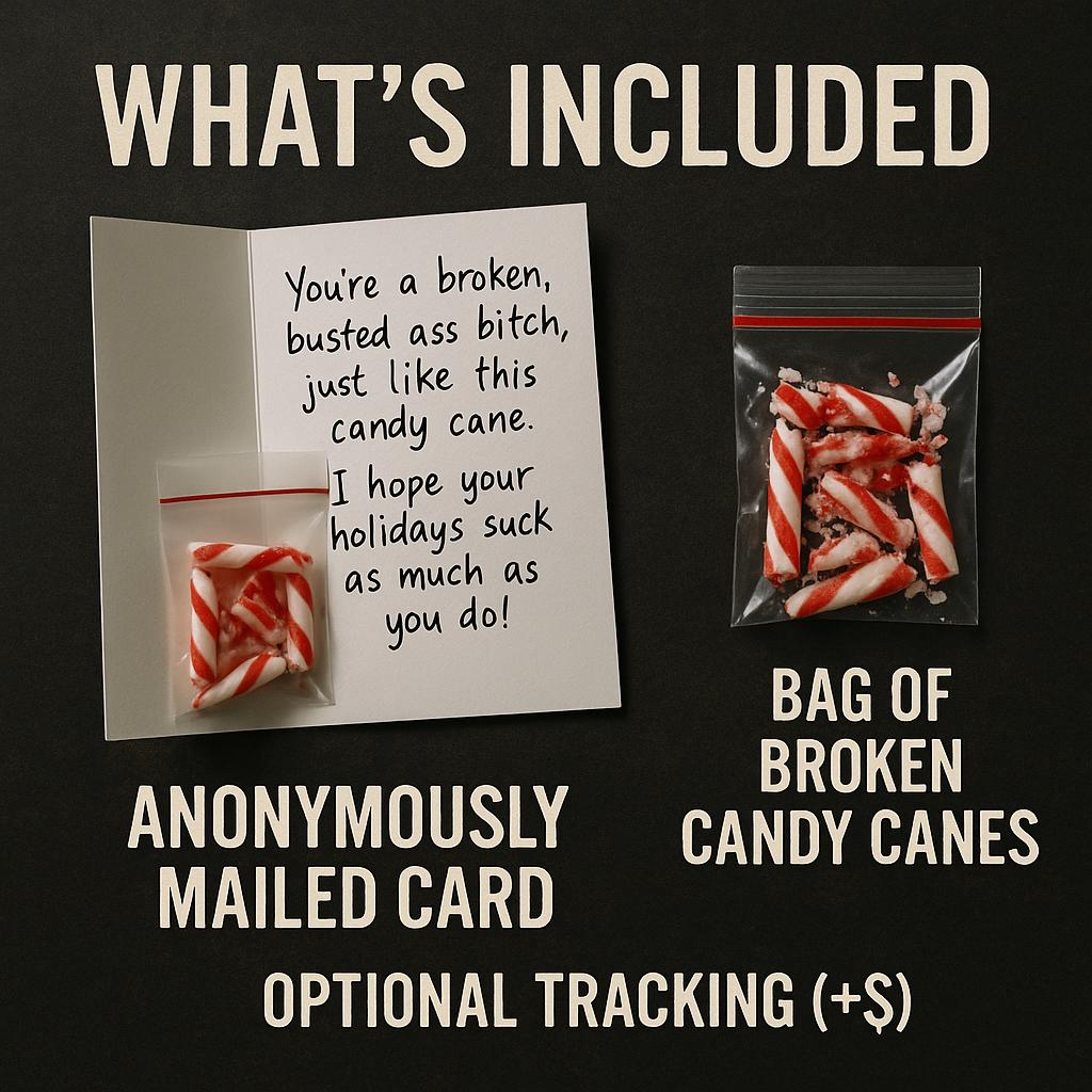 Holiday Revenge Gift – Broken Candy Cane Card – Anonymous Mean Mail - Etsy