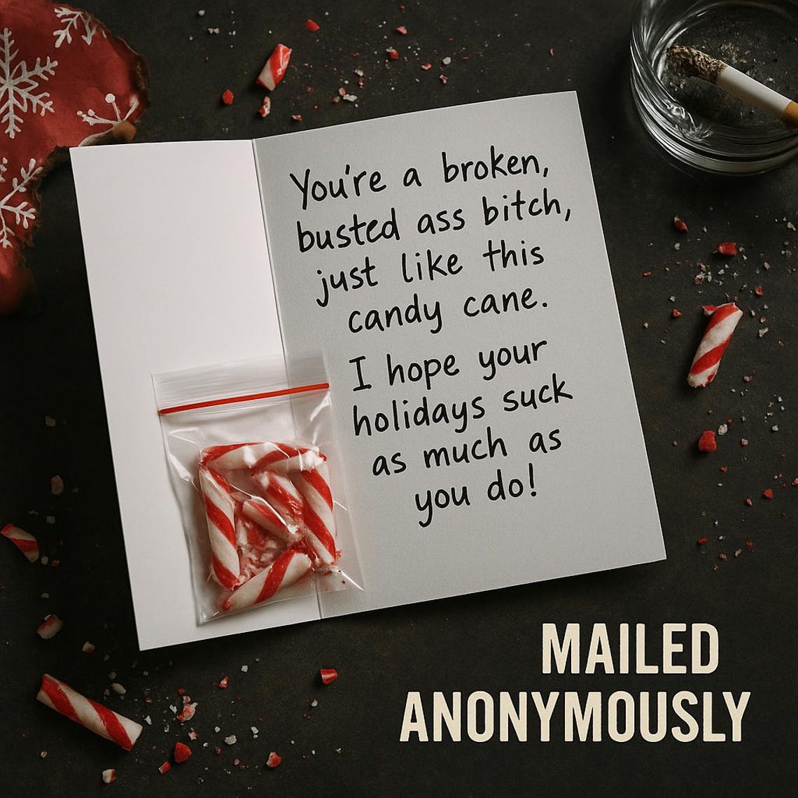 Holiday Revenge Gift – Broken Candy Cane Card – Anonymous Mean Mail - Etsy