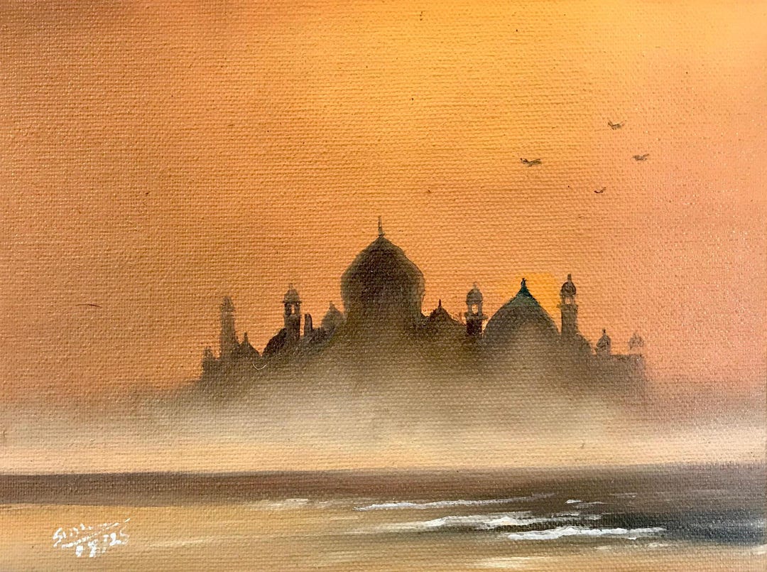 Taj Mahal Original Oil Painting | Original Handmade Oil Painting by ...