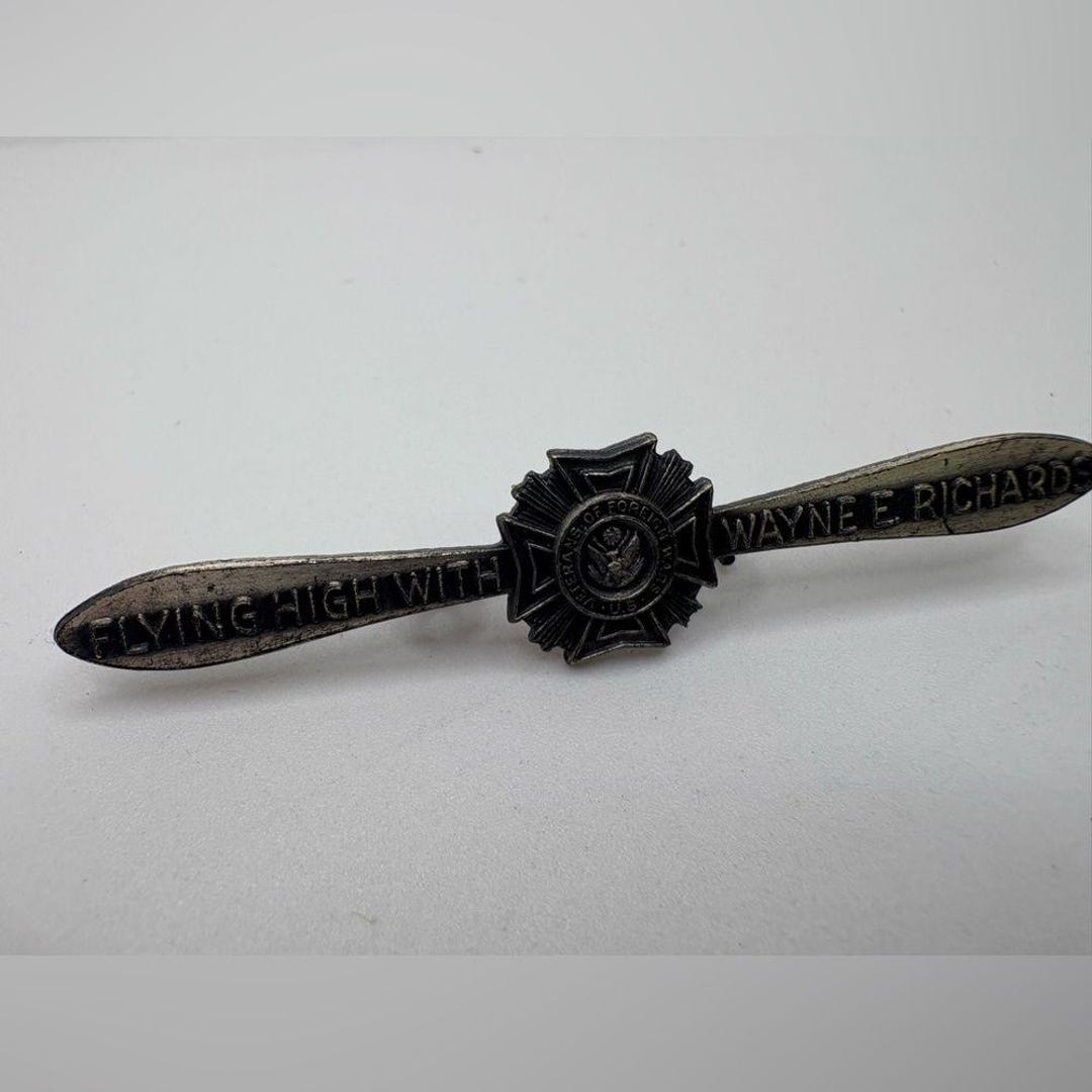 Vintage VFW Pin Flying High With Wayne E. Richards Propeller Badge - Etsy
