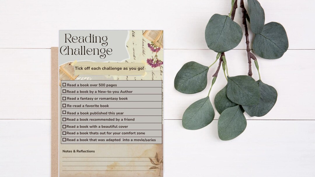 Cottagecore Reading Challenge Printable: Book Tracker, Reading Log (A4 ...