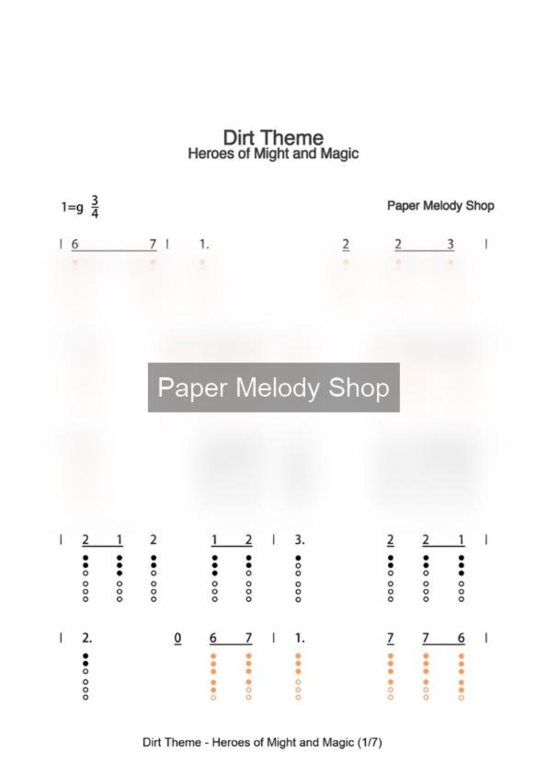 Dirt Theme Tin Whistle Sheet Music: Heroes of Might and Magic Digital ...