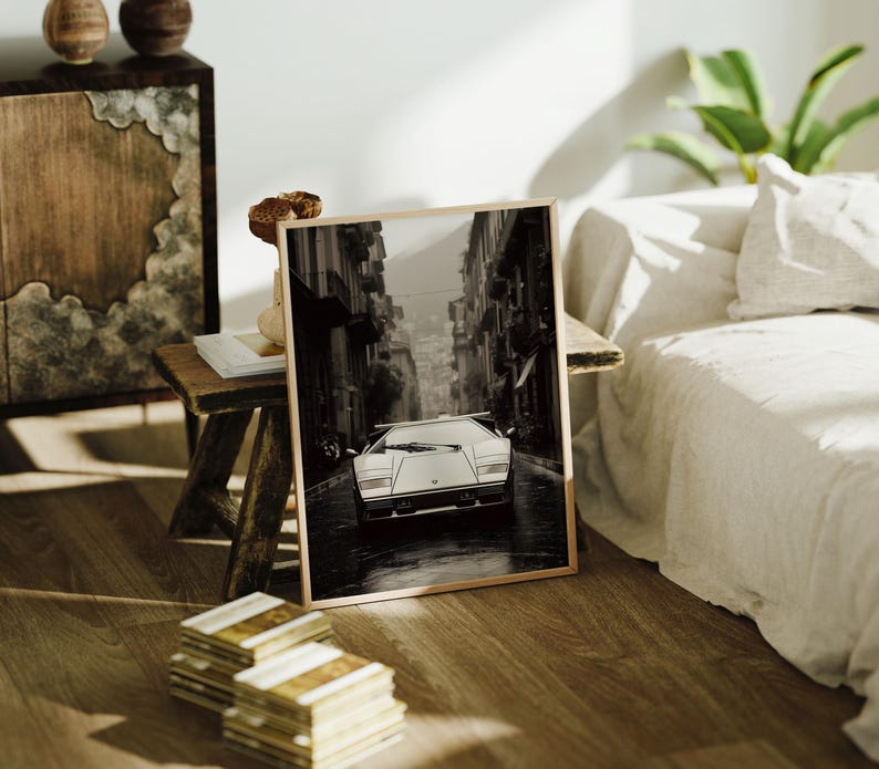 Lamborghini Countach Vintage Supercar Poster - Premium Semi-gloss Wall ...