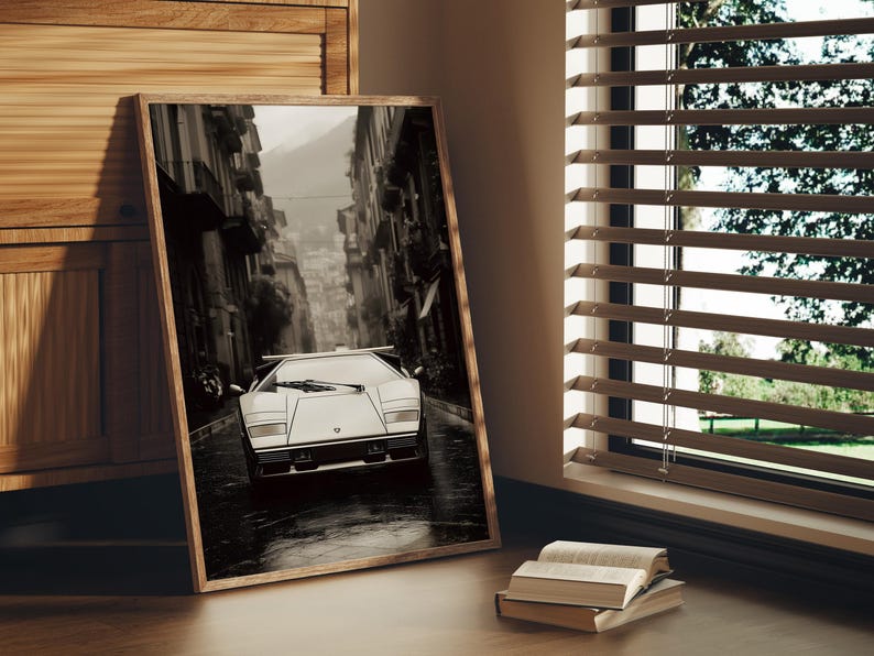 Lamborghini Countach Vintage Supercar Poster - Premium Semi-gloss Wall ...