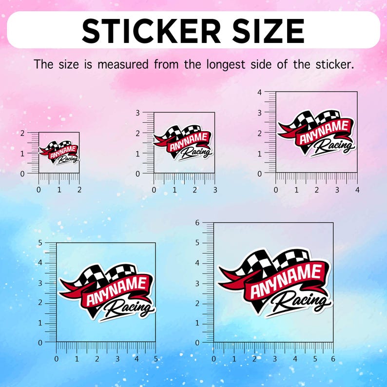 Custom Racing Name Sticker, Personalized Racer Name With Flag Magnet ...