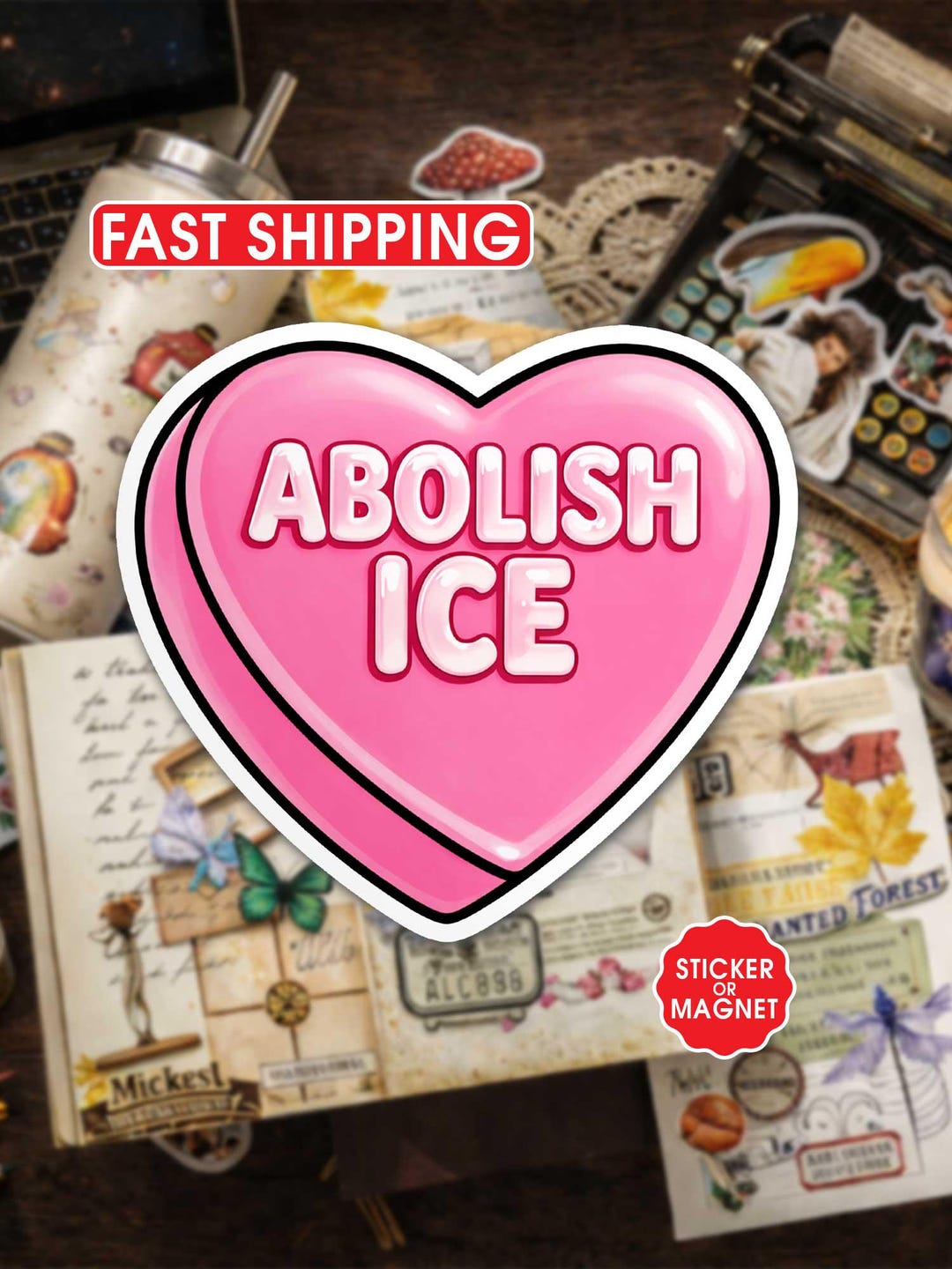 Anti ICE Valentines Day Car Sticker, Magnet, Immigration Rights Sticker ...