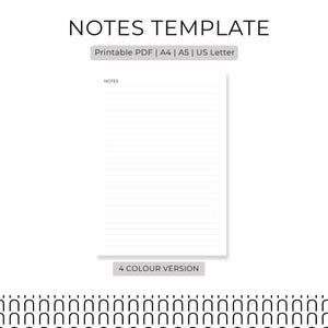 Minimalist Notes Template | Lined Paper, A4, A5, US Letter (digital ...
