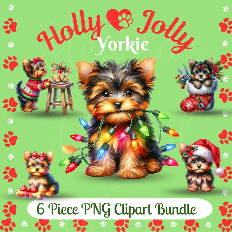 Yorkie Christmas Digital - Etsy