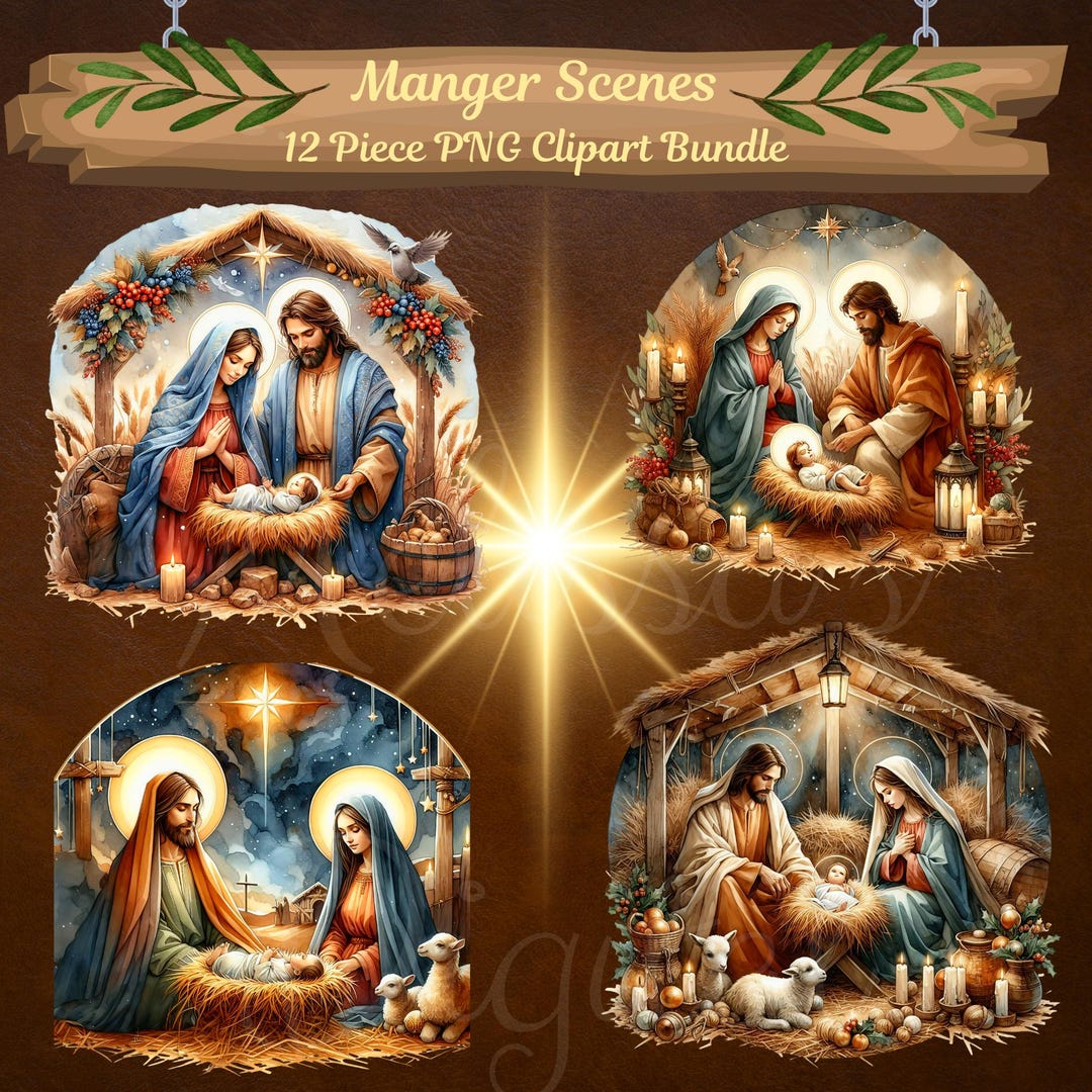 Manger Scenes 12 Piece PNG Clipart Bundle | Digital Download - Etsy