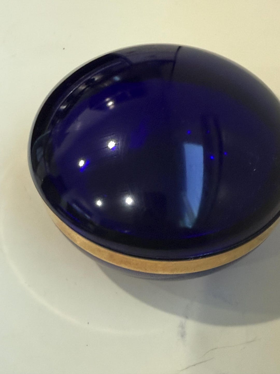 Vintage Dawson Cobalt Blue and Gold Glass Trinket/jewelry Round Box - Etsy