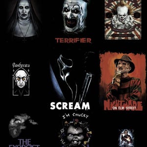 Classic & New Horror Movies – 15 Halftone PNG Designs | Halloween ...