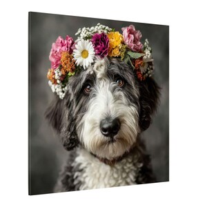 Sheepadoodle Flower Crown Canvas Print - Dog Portrait Wall Art - Etsy