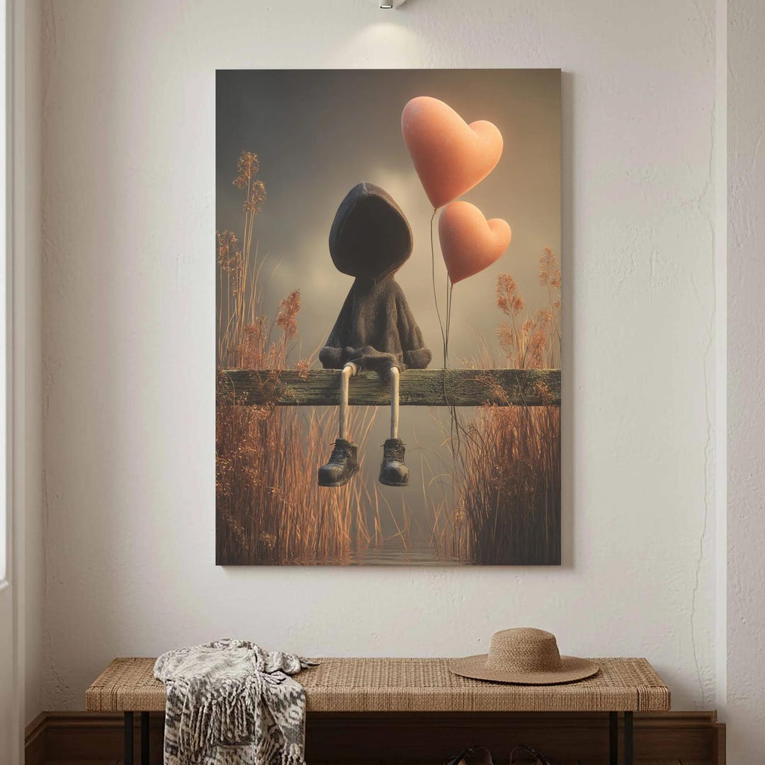 Minimalist Lake Figure Canvas Print - Contemplative Art - Etsy