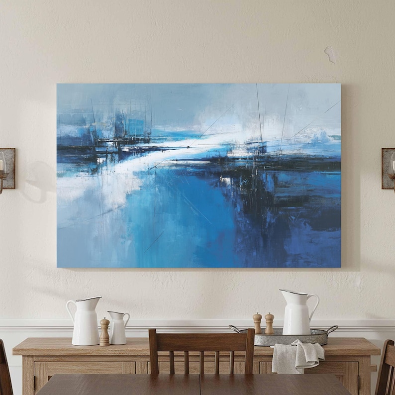 Abstract Blue Ocean Wall Art - Contemporary Seascape Canvas Print - Etsy