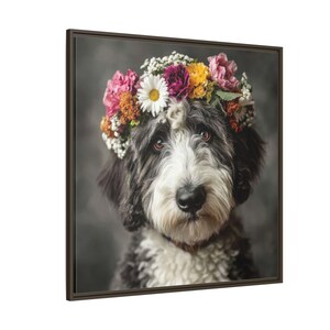 Sheepadoodle Flower Crown Canvas Print - Dog Portrait Wall Art - Etsy