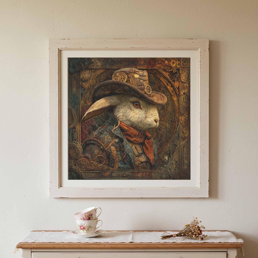 Steampunk Western Rabbit Canvas Print - Victorian Portrait Art - Etsy