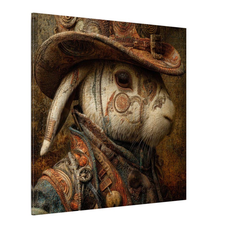 Western Rabbit Portrait Wall Art - Cowboy Animal Canvas Print - Etsy