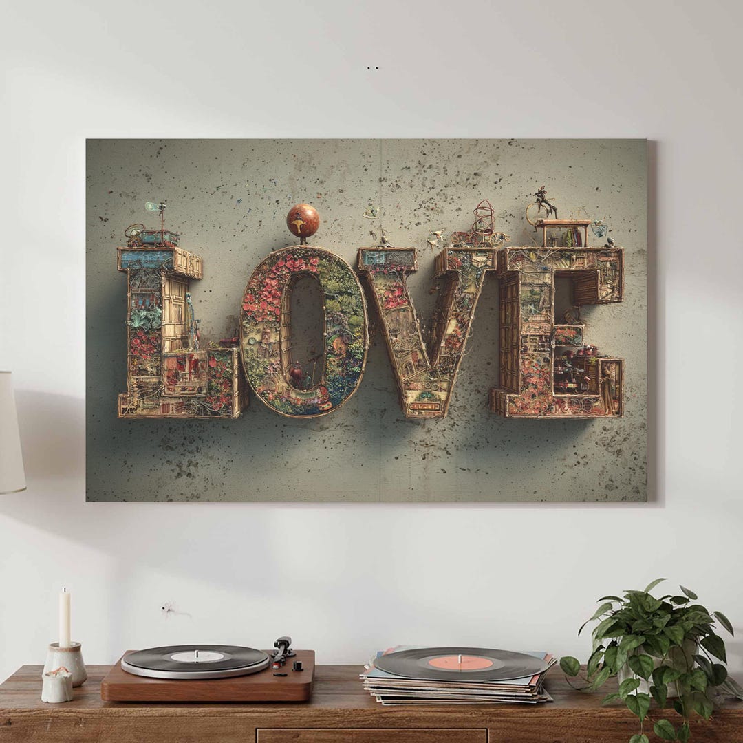 Love Letters Wall Art - Vintage Typography Canvas Print - Etsy