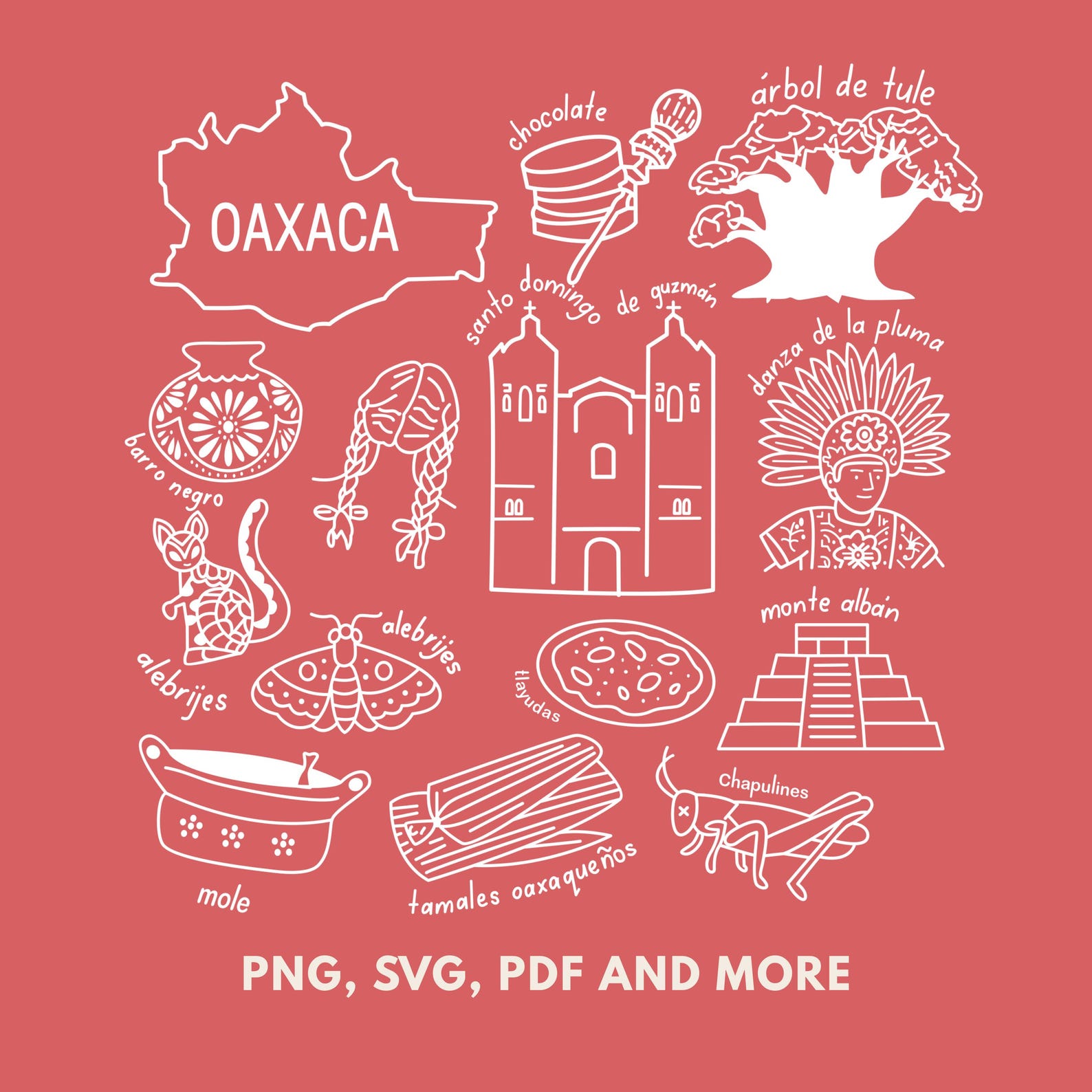 Oaxaca Mexico SVG PNG, Cultural Icons Clipart Ddsign | Alebrijes, Monte ...
