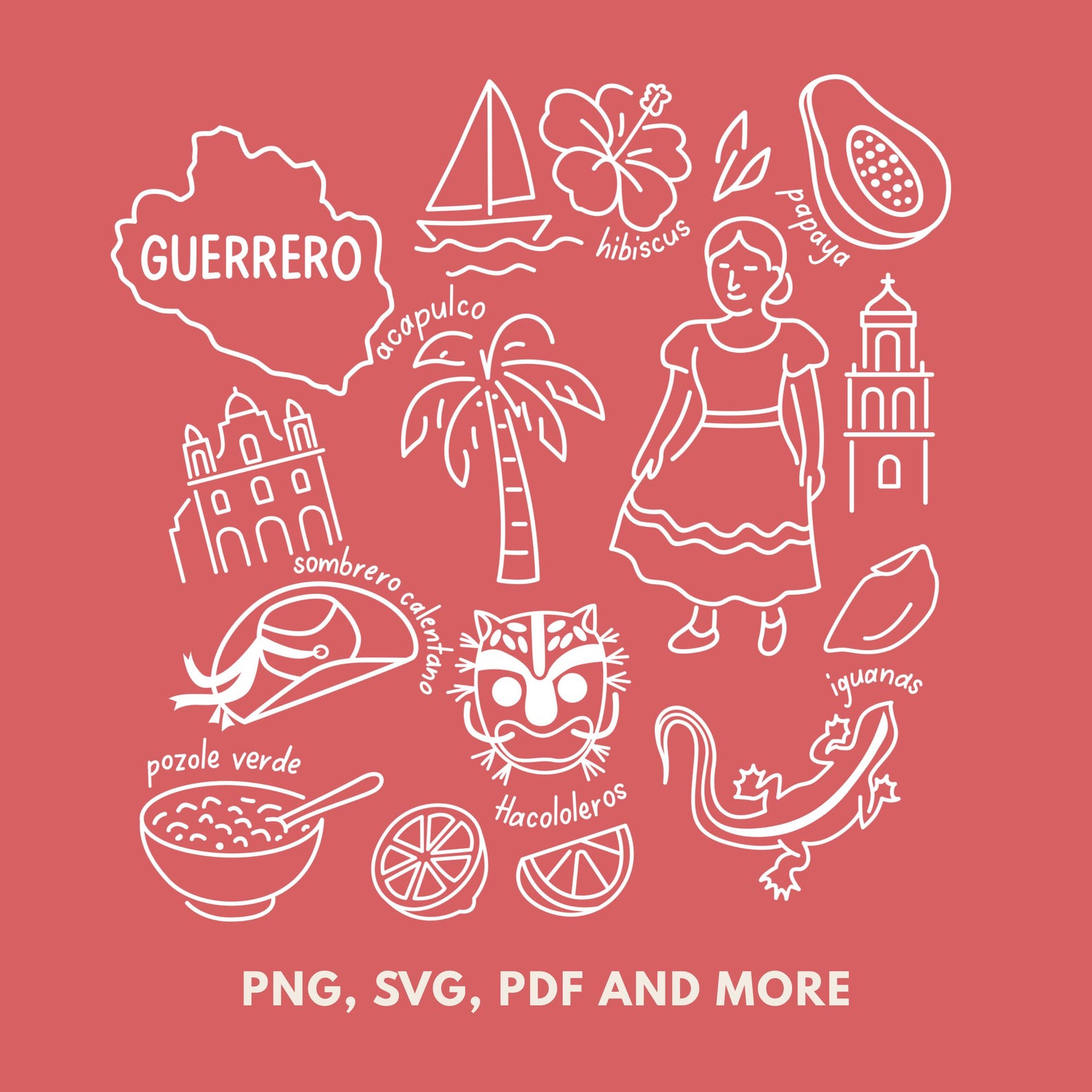Guerrero Mexico SVG PNG Clipart Bundle | Cultural Icons of Acapulco ...