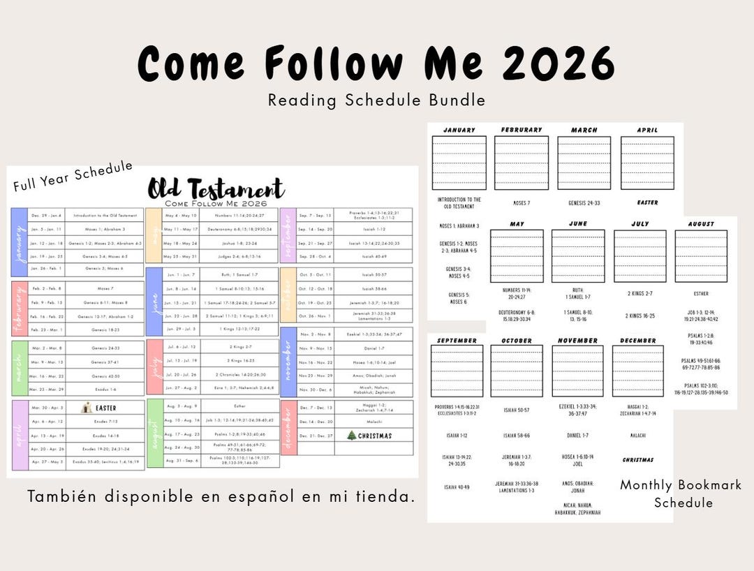 Come Follow Me 2026 Old Testament Reading Schedule Bundle | LDS ...