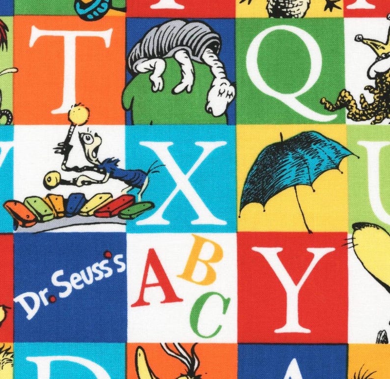 Dr. Seuss Alphabet Fabric 100% Cotton - Etsy