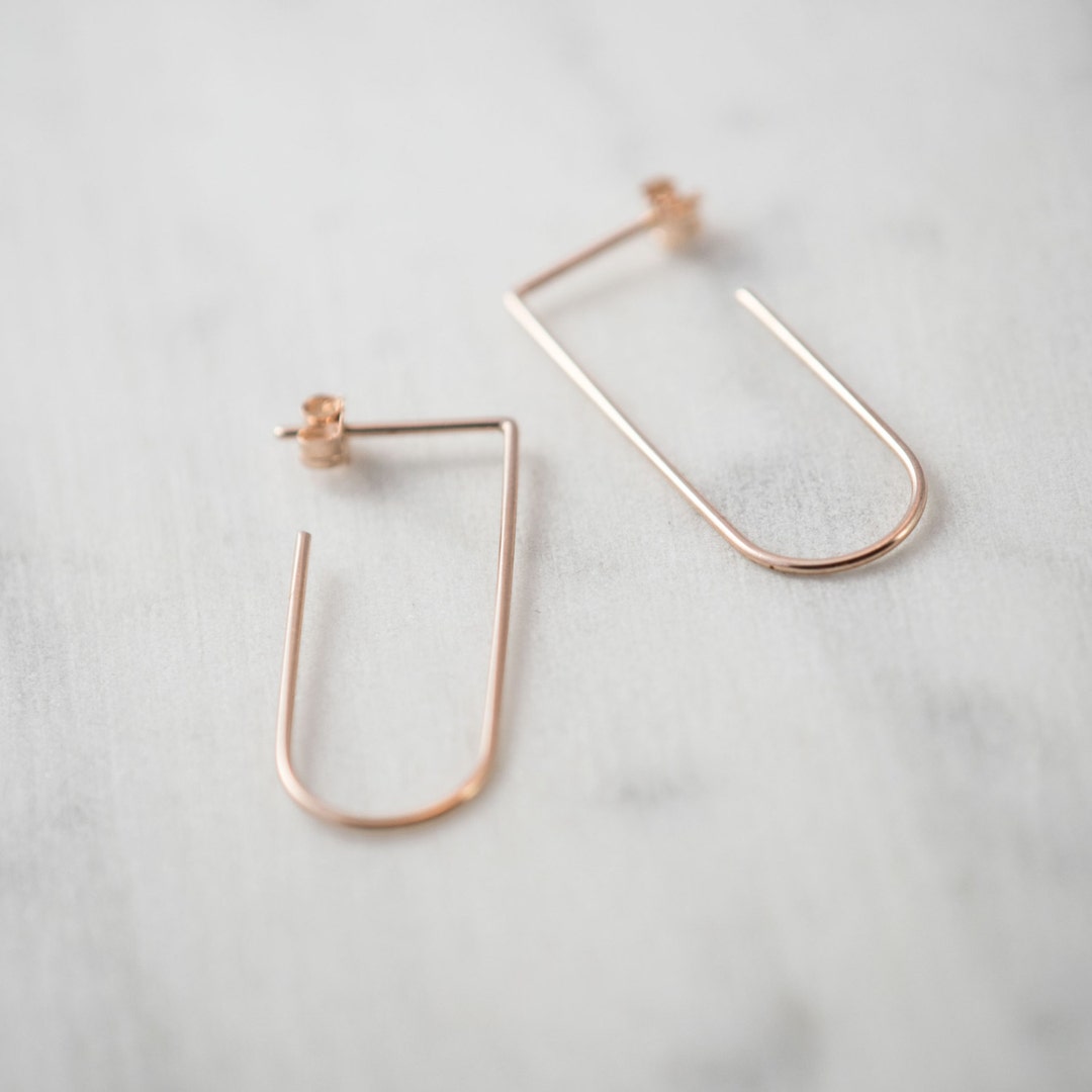 Minimalist Open Hoops in Rose Gold - Etsy