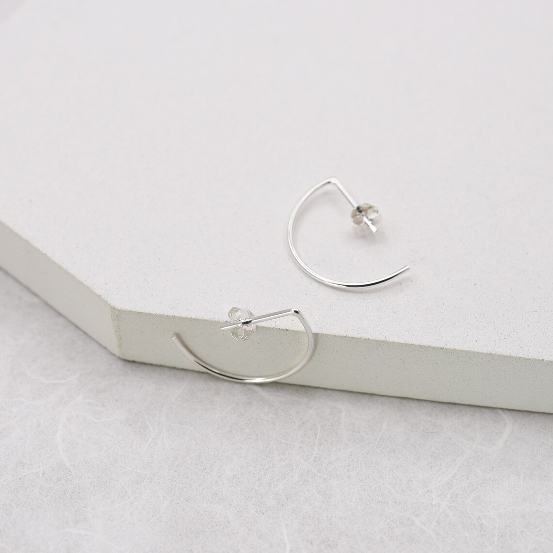 Open hoop earrings in gold Half hoops for everyday wear | Etsy