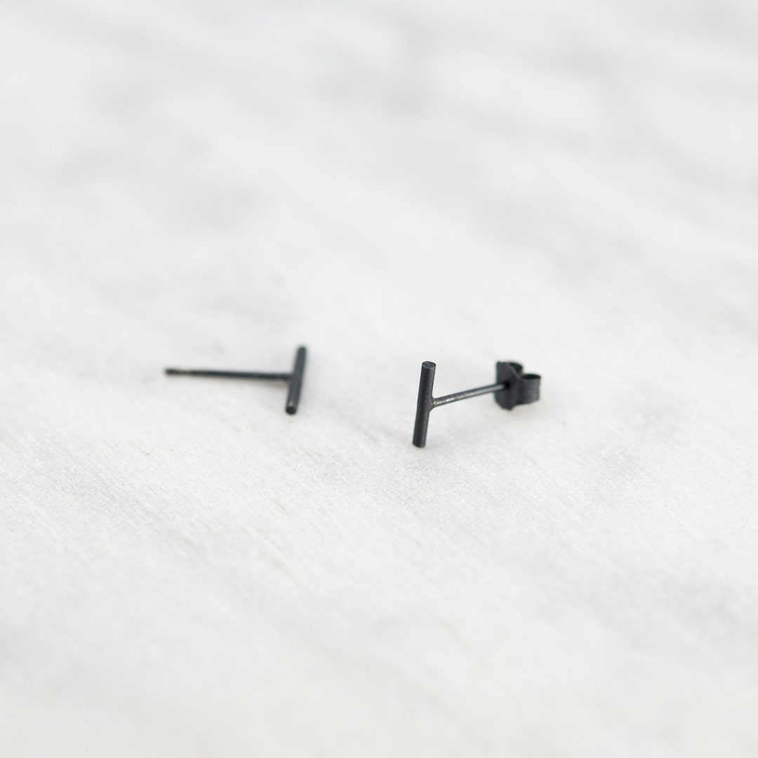 Tiny Line Stud Earrings in Silver - Etsy