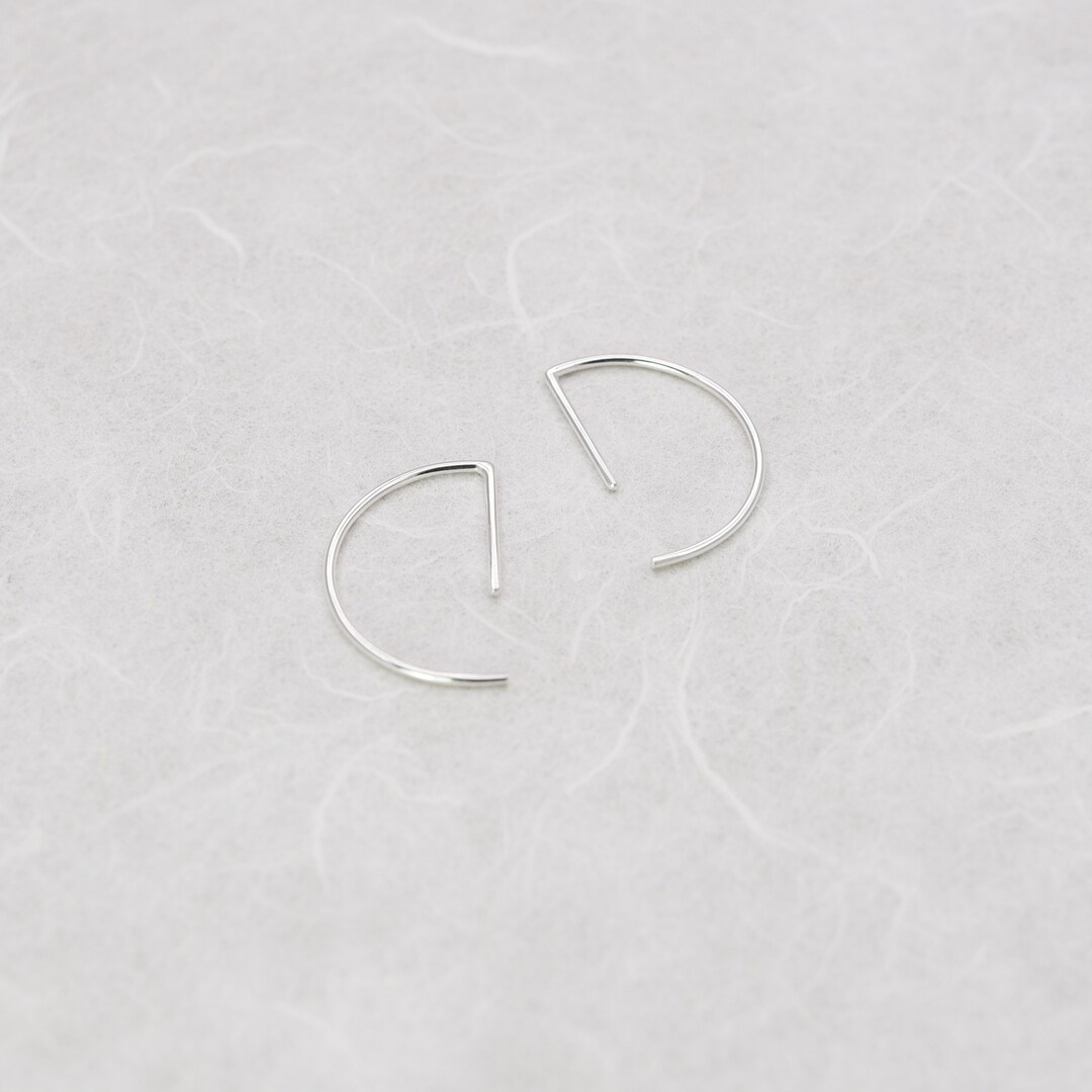 Dainty Half Circle Earrings in Silver - Etsy UK