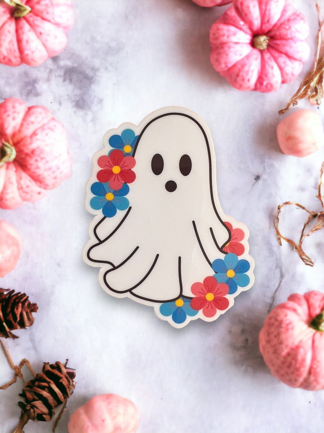 Cute Ghost Die Cut Sticker, Halloween Ghost Sticker, Ghost Laptop Decal ...