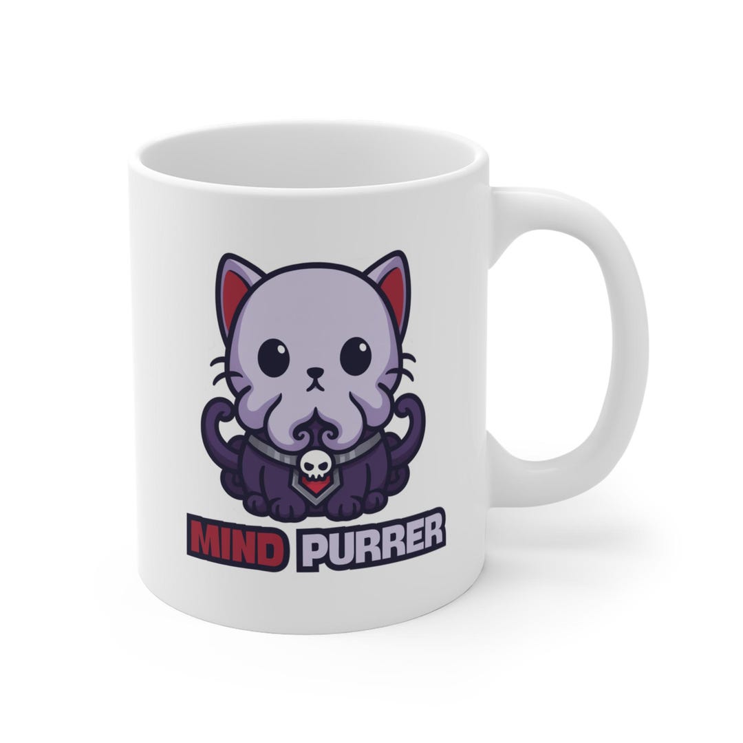 Dnd Mind Purrer Mug, Cute Illithid Cat Coffee Cup, DND Mind Flayer ...