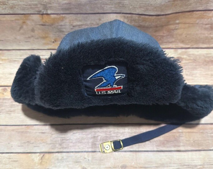 RARE Vintage 1970s Old Patch USPS Letter Carrier Winter Fur Trapper Hat ...