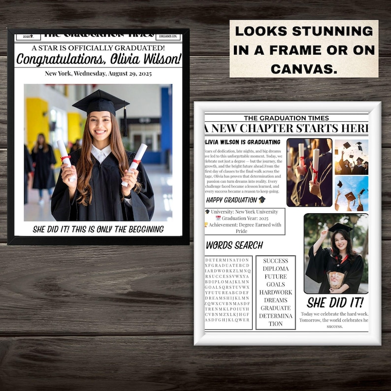 Graduation Newspaper Template – Editable Canva Poster, Custom Grad ...