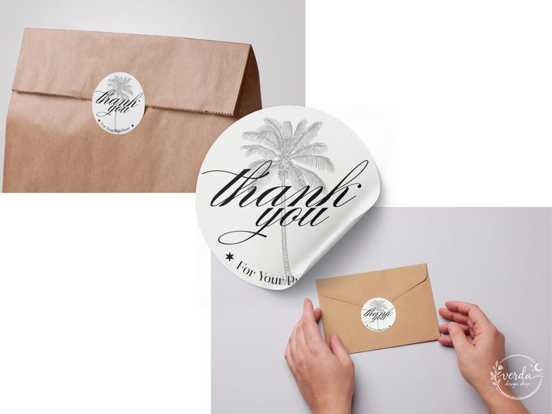 Tropical Thank You Card Canva Template Bundle | Palm Tree Small ...