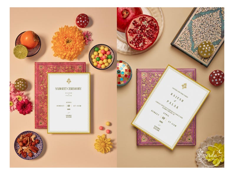 Indian Wedding Invitation Canva Template | Elegant Gold Wedding Invite ...