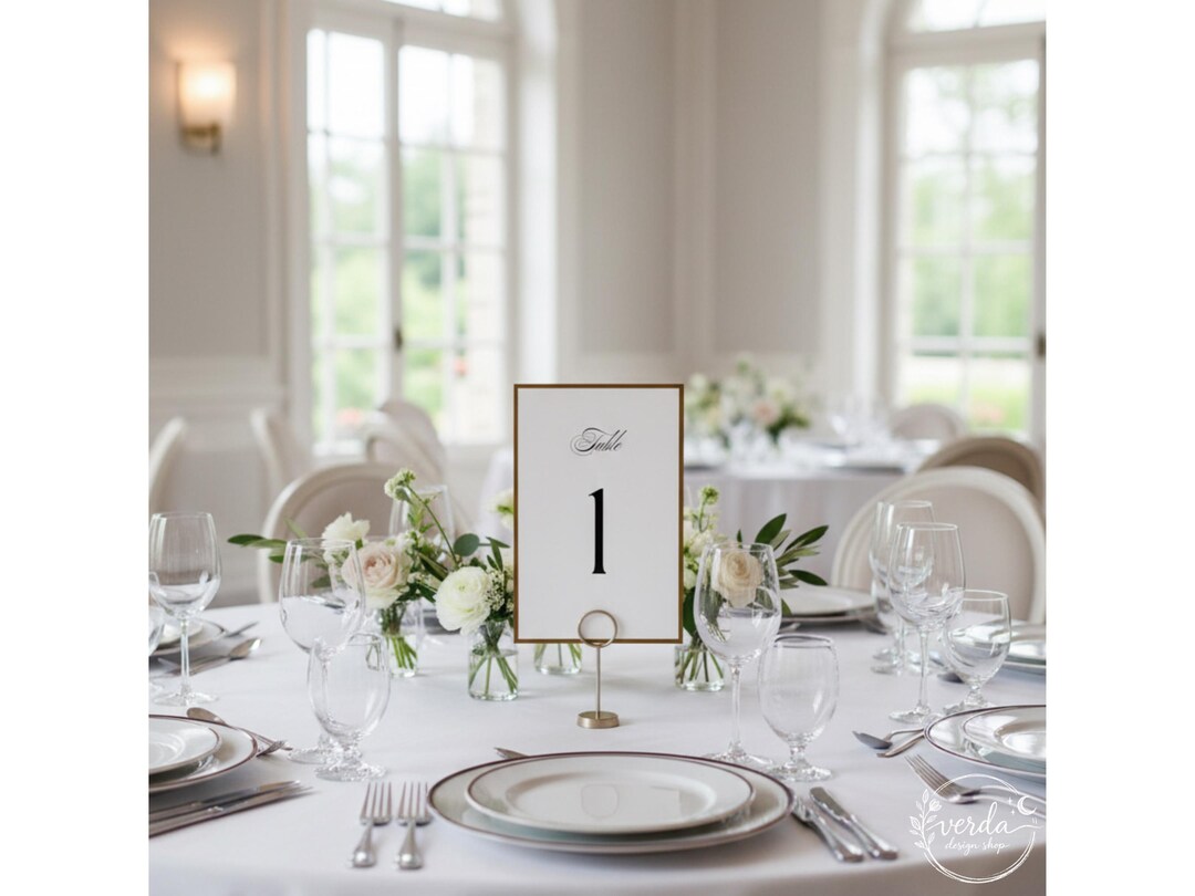 Elegant Table Number Sign Template | Wedding Table Numbers 1–10 ...