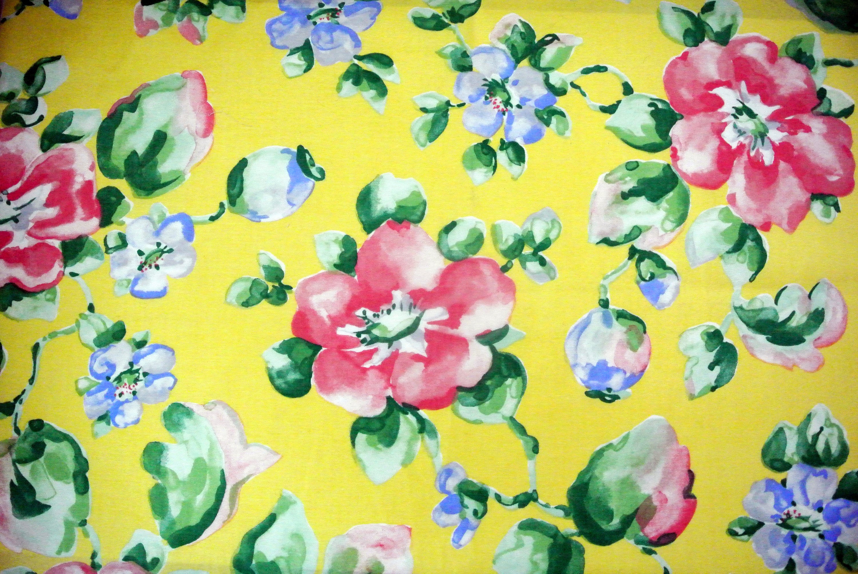 Vintage 1980s Fabric in Unused Cotton With Large Printed Multicolor ...