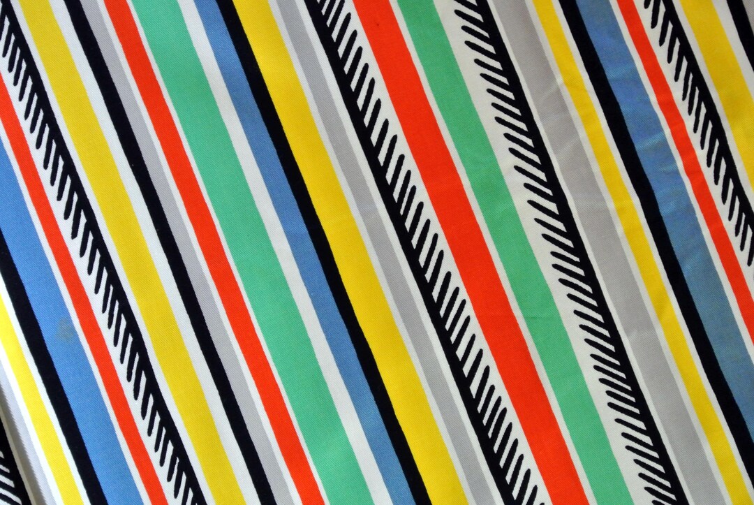 Large Swedish Cotton Fabric: Abstract Multicolor Stripe Pattern - Etsy