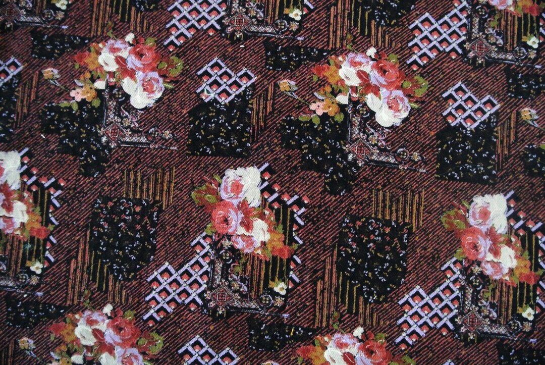 Vintage 1980s Fabric in Highquality Unused Flannel Cotton With Large ...
