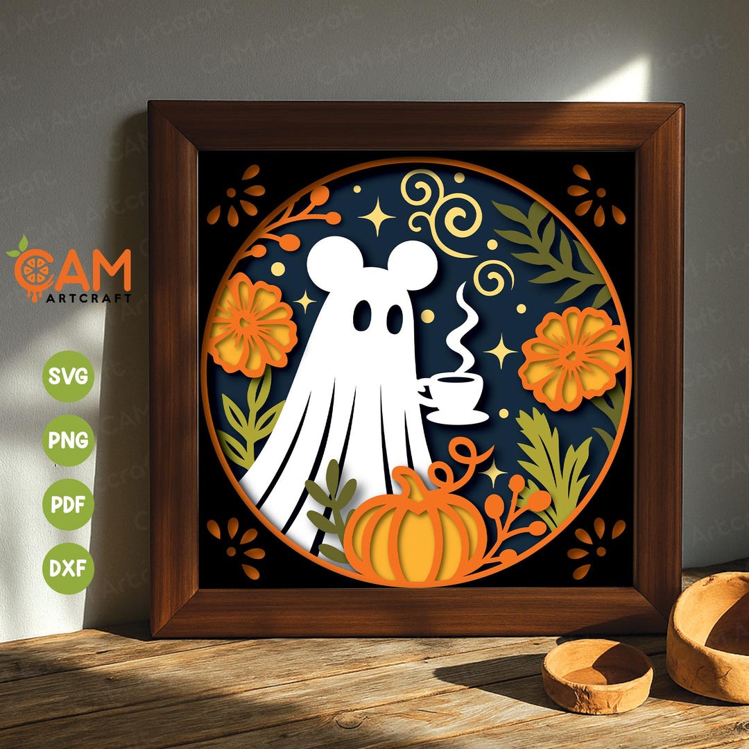 Chilling Ghost Shadow Box SVG, 3D Halloween SVG, Cute Ghost Shadow Box ...