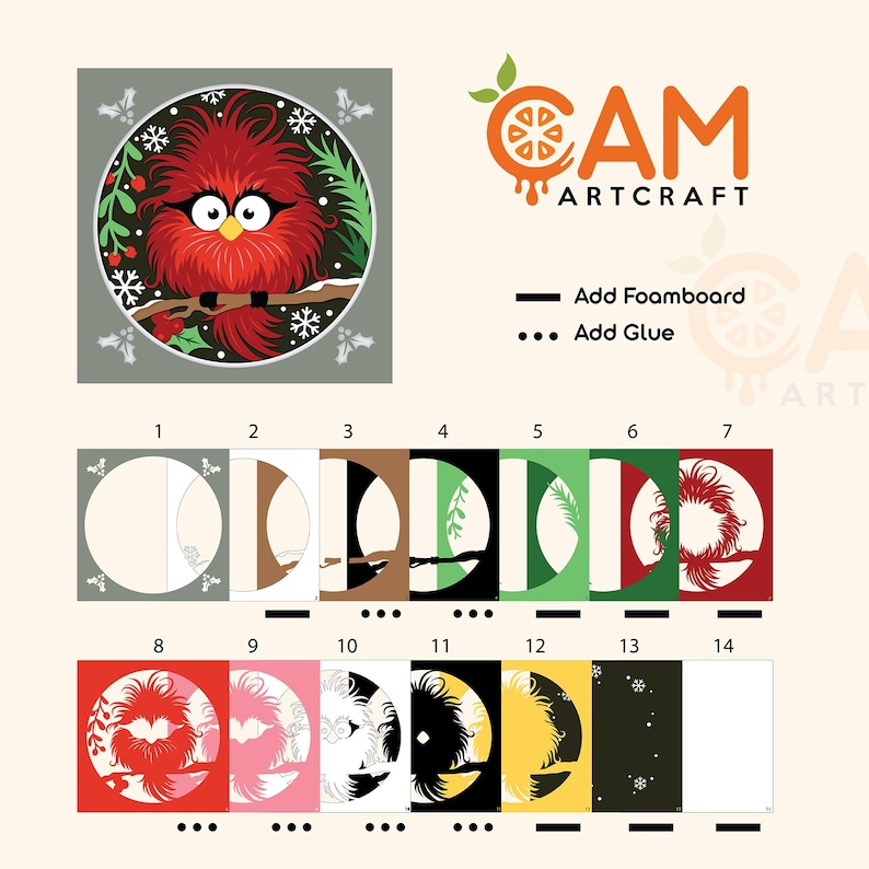 Red Cardinal Christmas Shadowbox SVG, 3D SVG Christmas, Cardinal ...