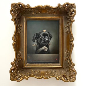 Griffon Dog Portrait Portrait With the Love Letter , Black Dog Painting ...