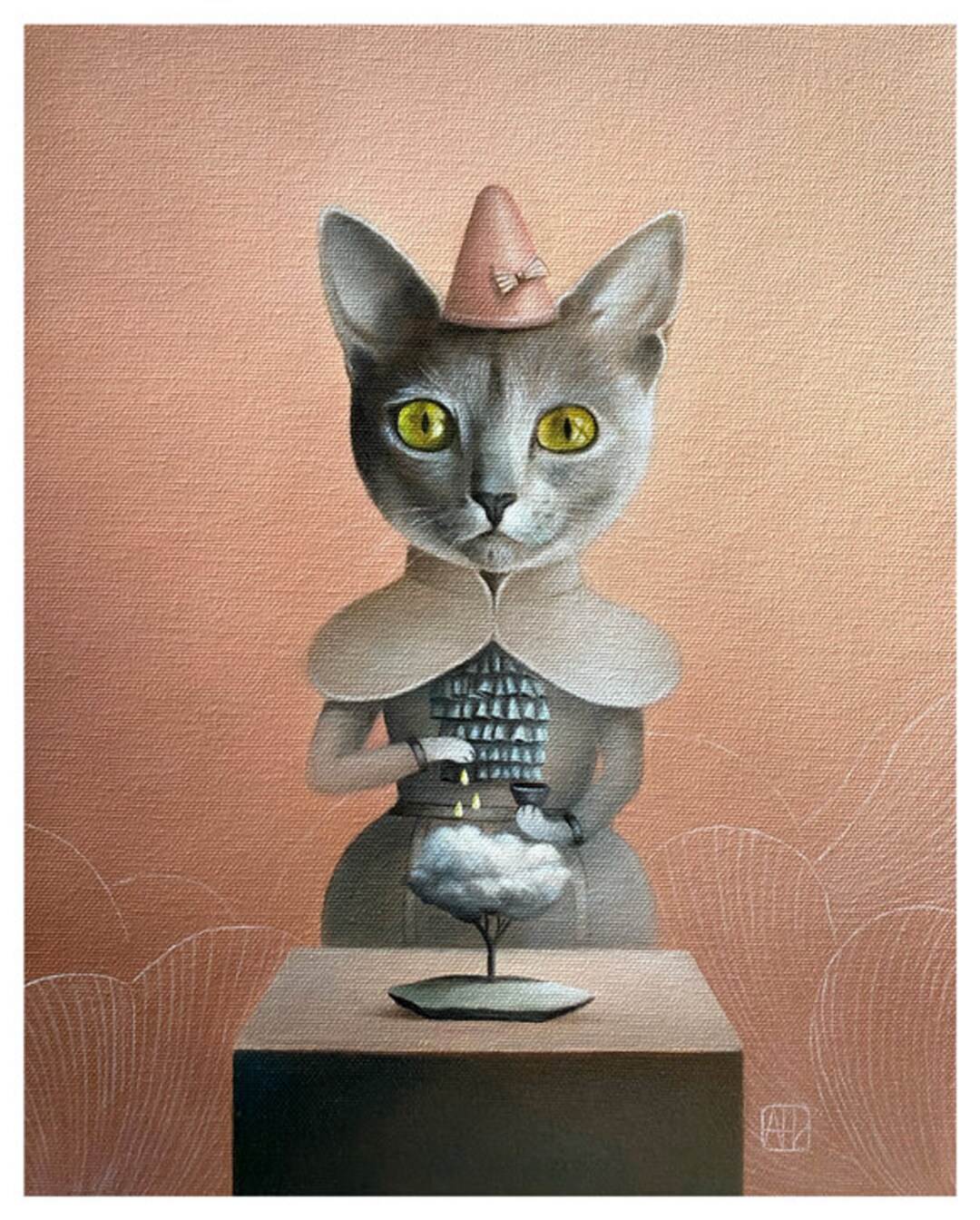 Cat Art PRINT, Nostalgic Cat Wall Art, Cat Decor, Cat Illustration, Cat ...