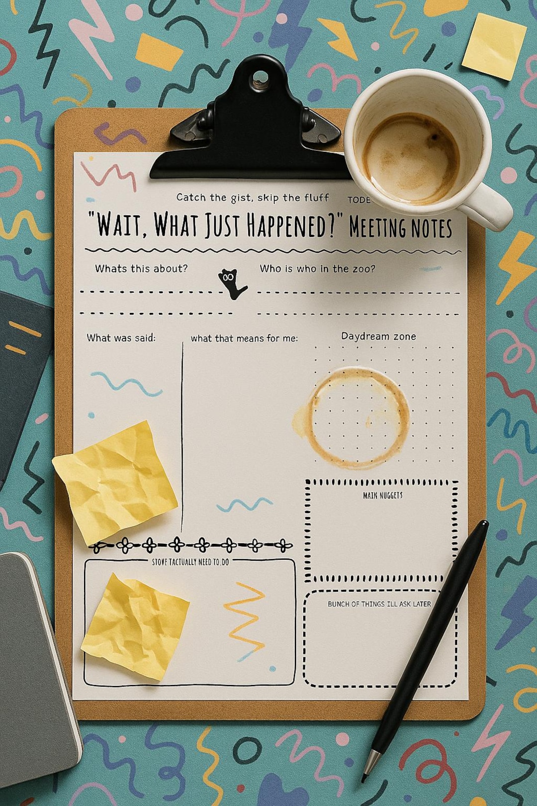 Funny ADHD Meeting Notes Worksheet: Printable PDF for Chaotic Brains - Etsy
