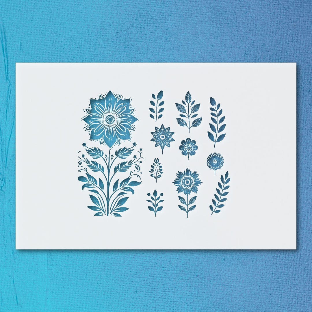 Floral and Leaf Decorative Stencil Design for Home Décor and Crafting ...